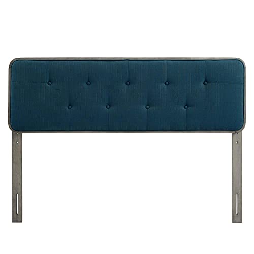 Modway Collins Tufted Fabric and Wood Full Headboard in Gray Azure