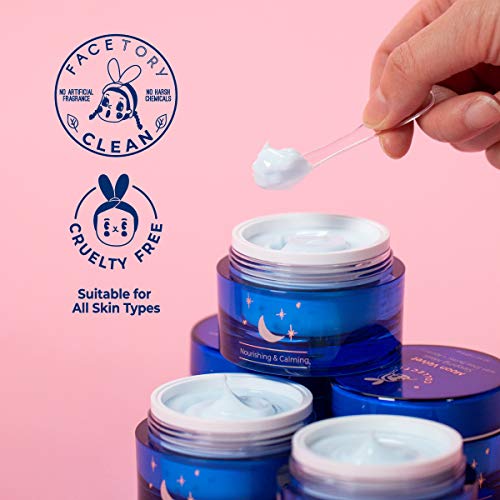 FACETORY Moon Velvet Sleeping Mask Moisturizer with Shea Butter and Azulene - Improve Dry, Irritated, and Dehydrated Skin - Nourishing, Calming, Moisturizing, 50 ml/ 1.69 fl oz