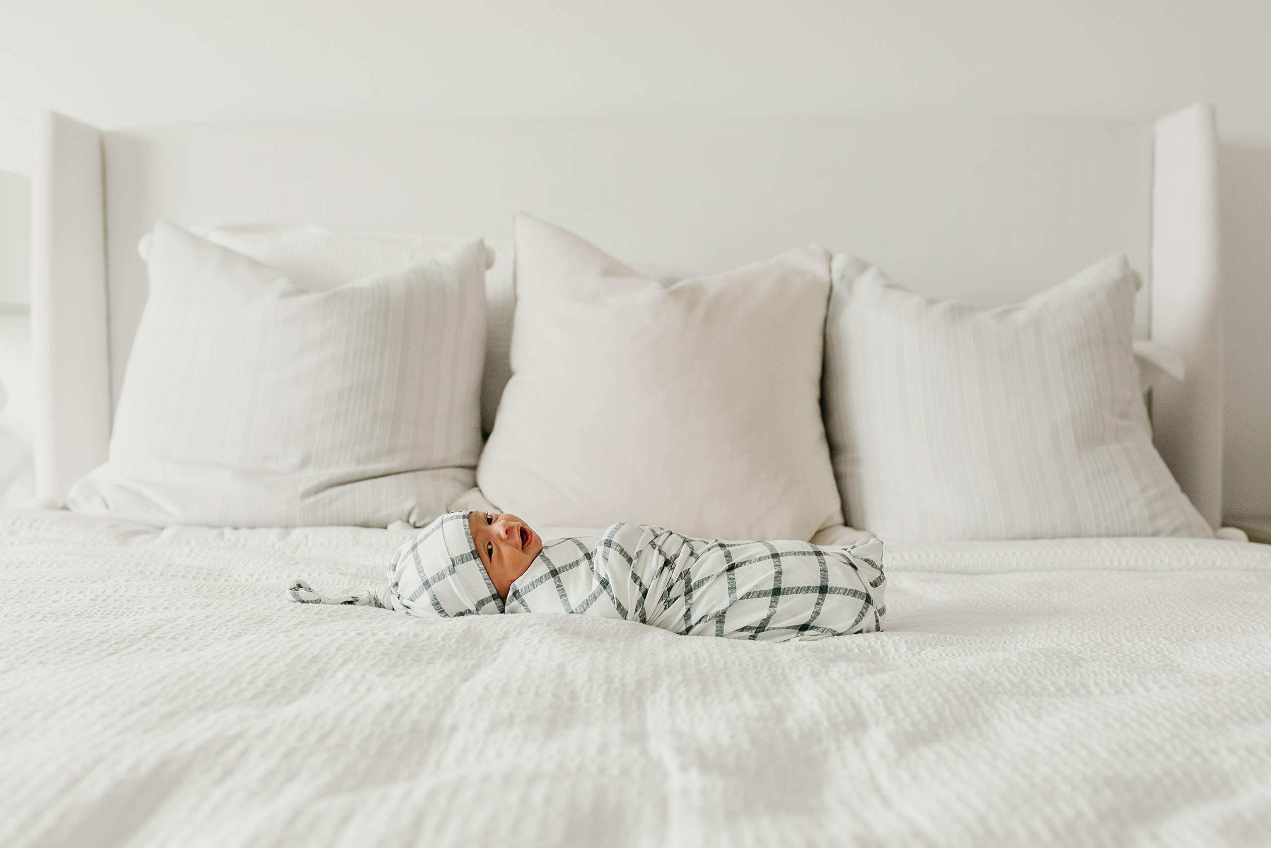 Large Premium Knit Baby Swaddle Receiving Blanket "Ledger" by Copper Pearl