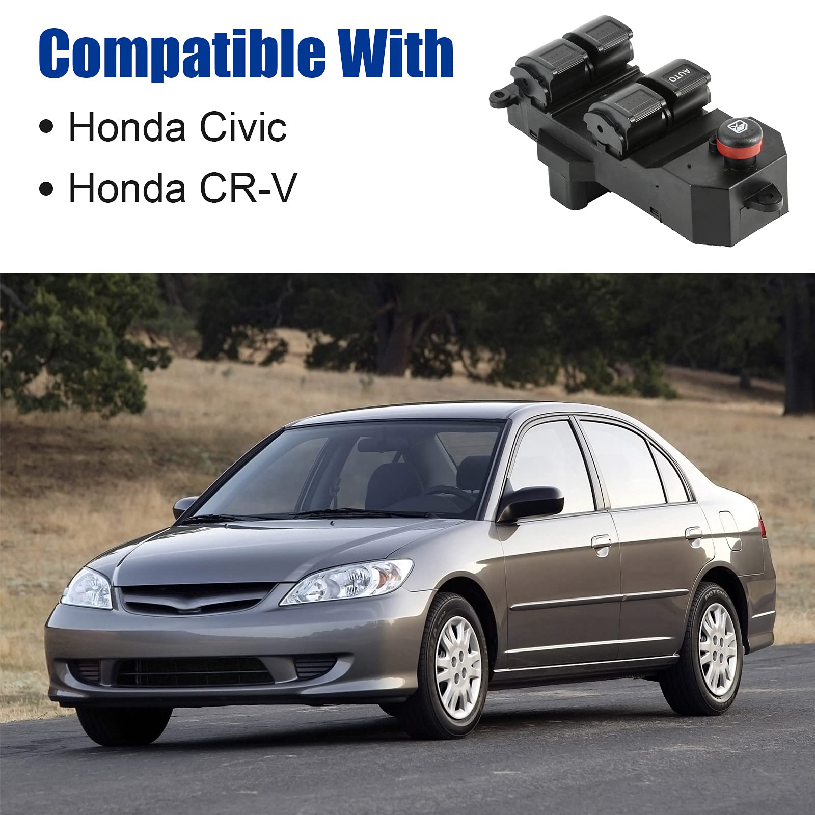 35750-S9A-307 Front Driver Side Power Master Control Window Switch Replacement for 2001-2005 Honda Civic, 2002-2006 Honda CR-V
