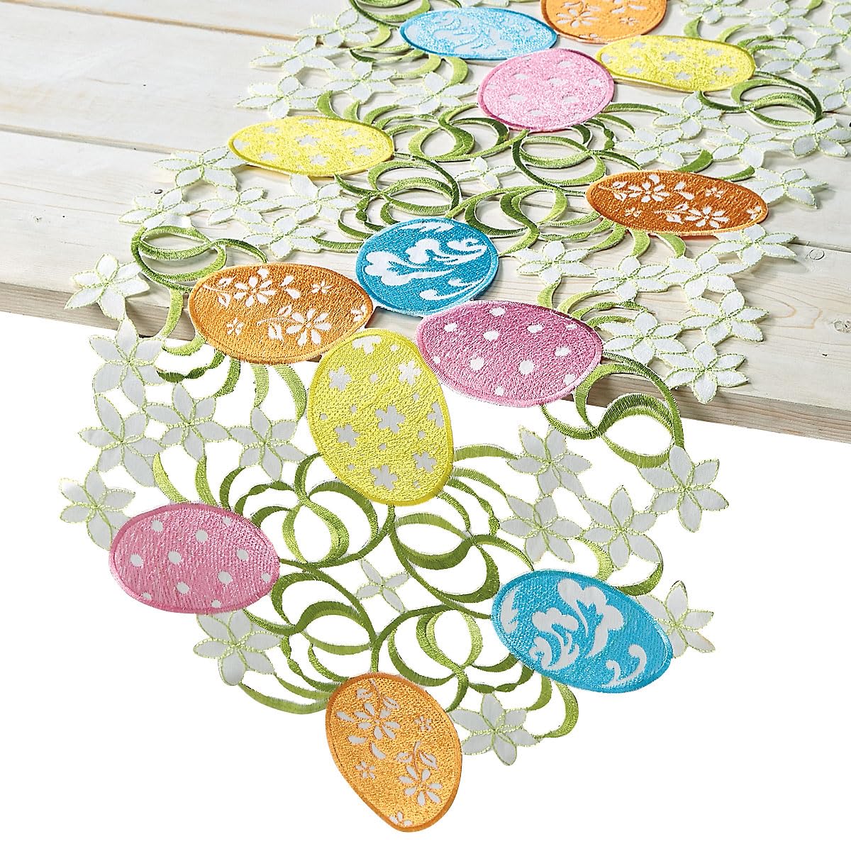 Current Easter Egg Table Runner - 13 x 72-Inch Easter Indoor & Outdoor Dining Decorations, Embroidered Home Decor, Holiday Centerpiece, Machine Washable Polyester