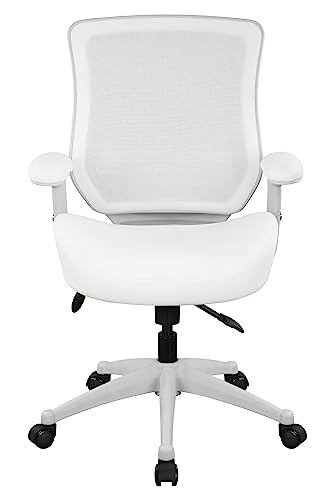 BOLISS 400 lbs Ergonomic Office Computer Mesh Desk Chair with Built-in Lumbar Support Mesh Back and Height Adjustable Armrest-White