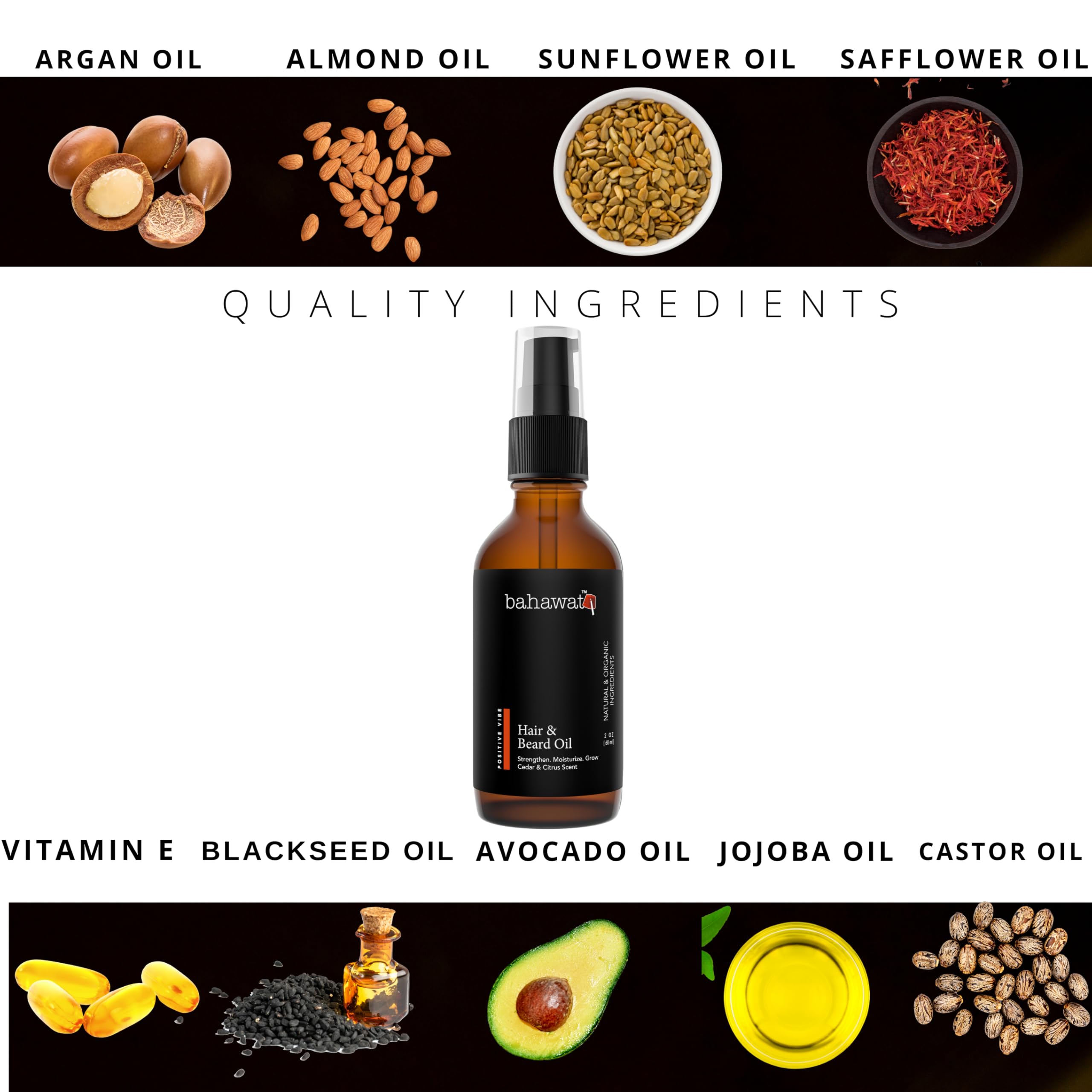 BAHAWAT: Premium Beard Oil Conditioner & Softener - Your Majesty- 2 ounce - Beard Itch and Dry Skin Relief - Handcrafted from Natural Ingredients - Label may vary