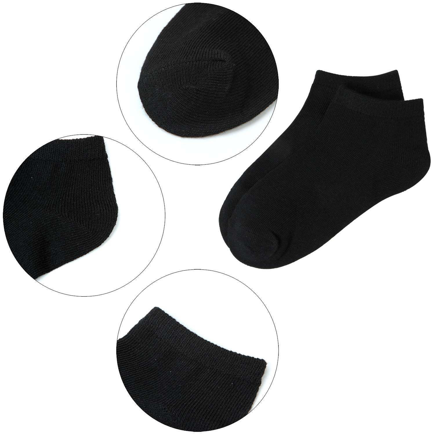 Cooraby 20 Pairs Toddler Kids Ankle Socks Boys Girls Half Cushion Low Cut Soft Breathable Athletic Socks