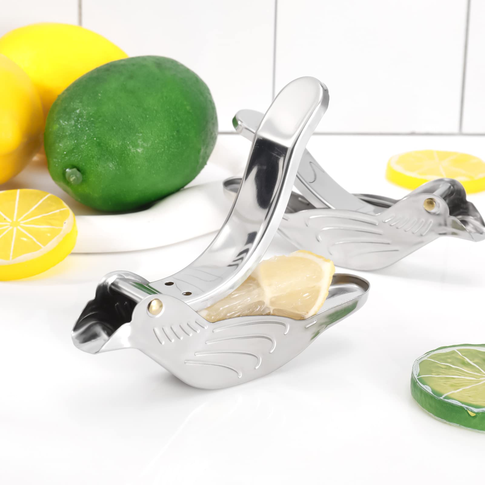 2 Pcs Bird Lemon Squeezer, Stainless Steel Lemon Wedge Squeezer Manual Lemon Juicer Hand Press Lime Slice Squeezer Portable Fruit Juicer for Citrus Orange Lime Pomegranate Kitchen Bar Gadget