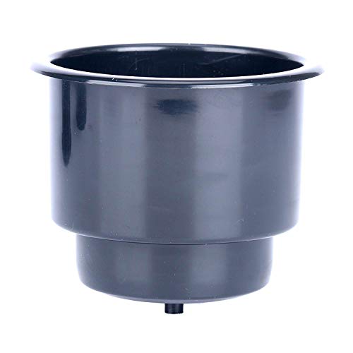 Amarine Made (Set of 4) Black Recessed Drop in Plastic Cup Drink Can Holder with Drain for Boat Car Marine Rv - Black