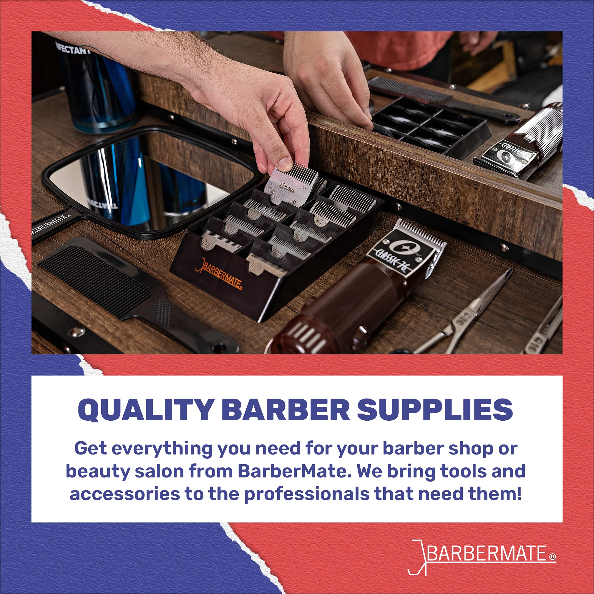 BarberMateĀ® Blade Rack Storage Tray - Holds 10 Clipper Blades (Gray)