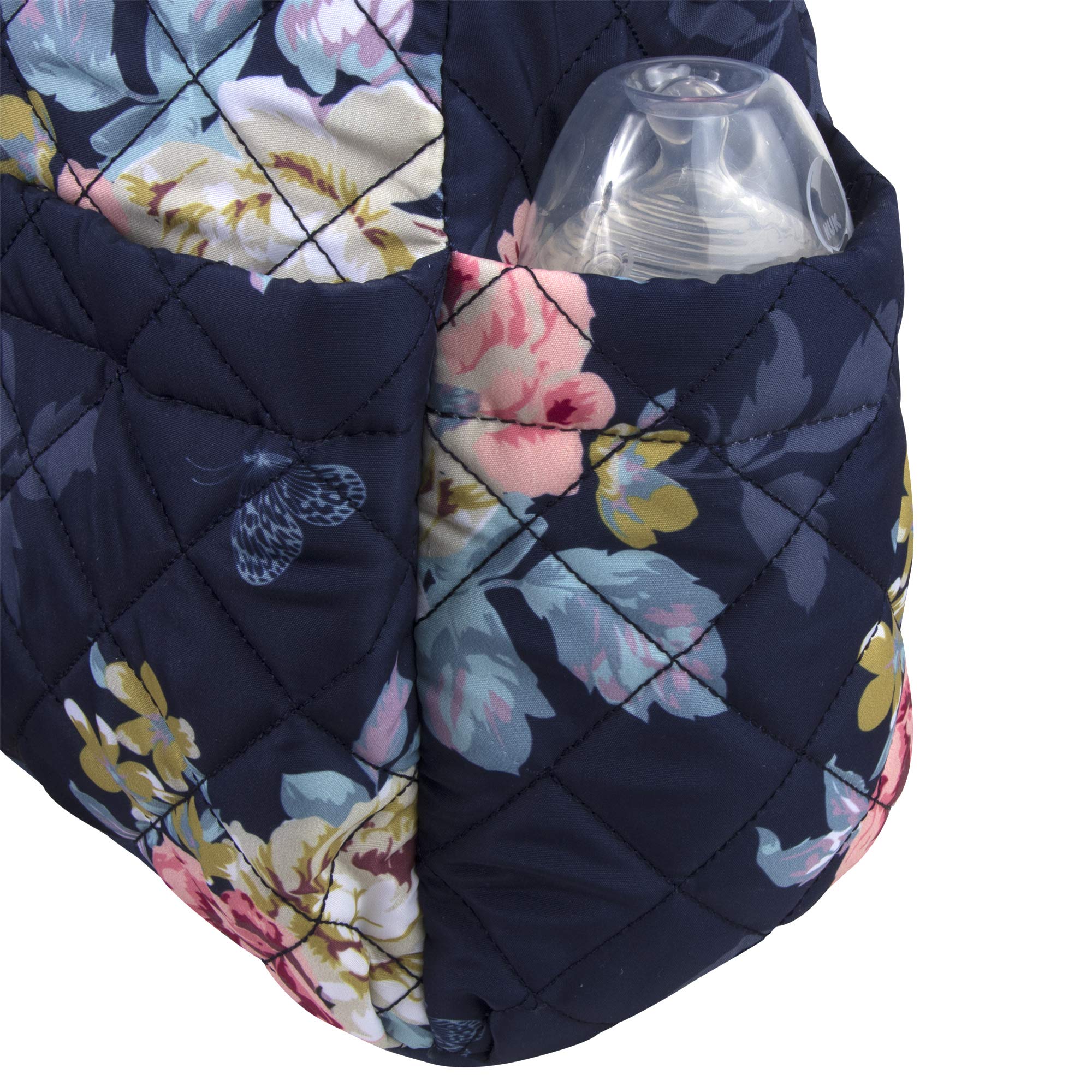 Quilted Diaper Bag Crossbody Tote Purse with Changing Pad & 10 Pockets in Blue
