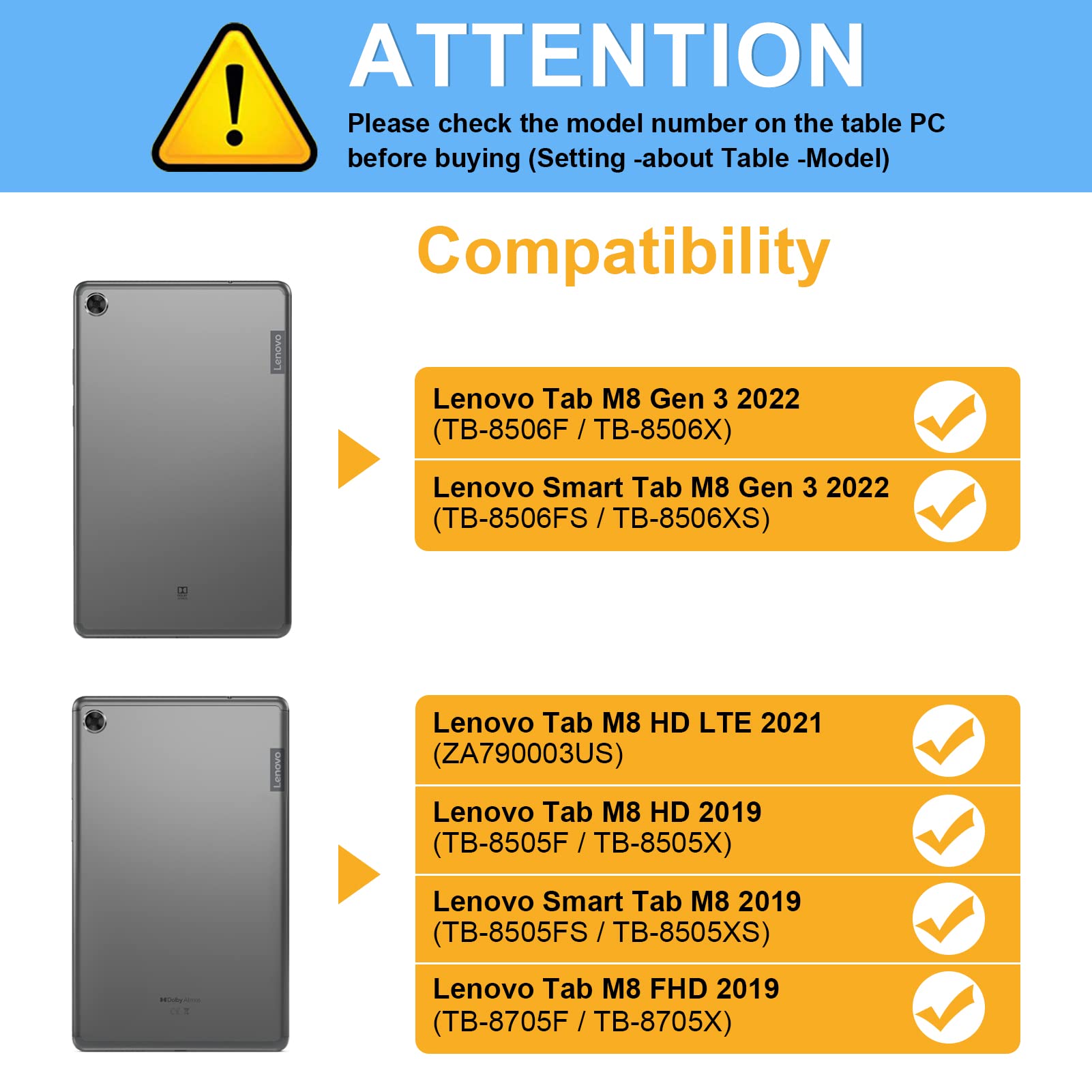 Fintie Case for Lenovo 8.0 Inch Tab M8 Gen 3 2022(TB-8506F/X), Lightweight Slim Shell Stand Cover