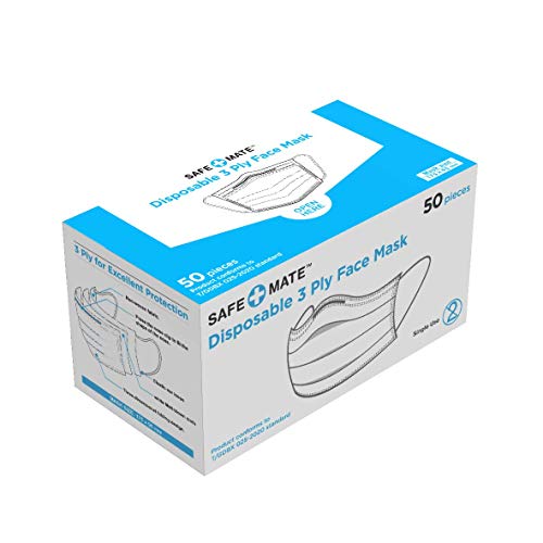 Case-Mate Disposable 3 Ply Face Mask, 50 Count (Pack of 1)