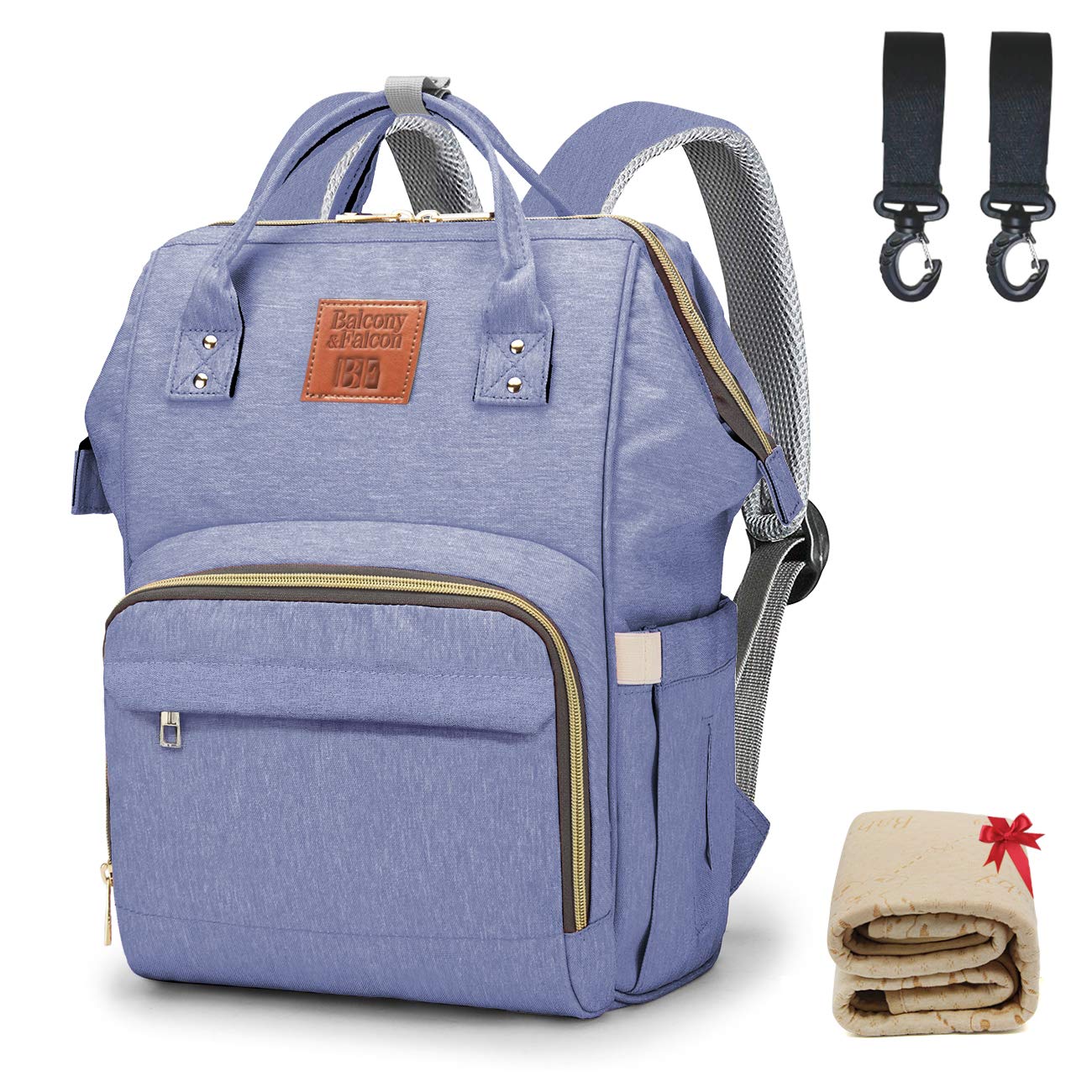 BALCONY & FALCON Multi-Functional Diaper Bag Backpack with Changing Pad Waterproof Nappy Bag