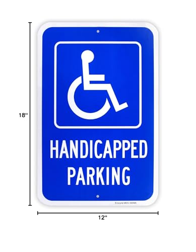 Large Handicap Parking Sign, Handicapped Sign, 18"x 12" .040 Aluminum Reflective Sign Rust Free Aluminum-UV Protected and Weatherproof