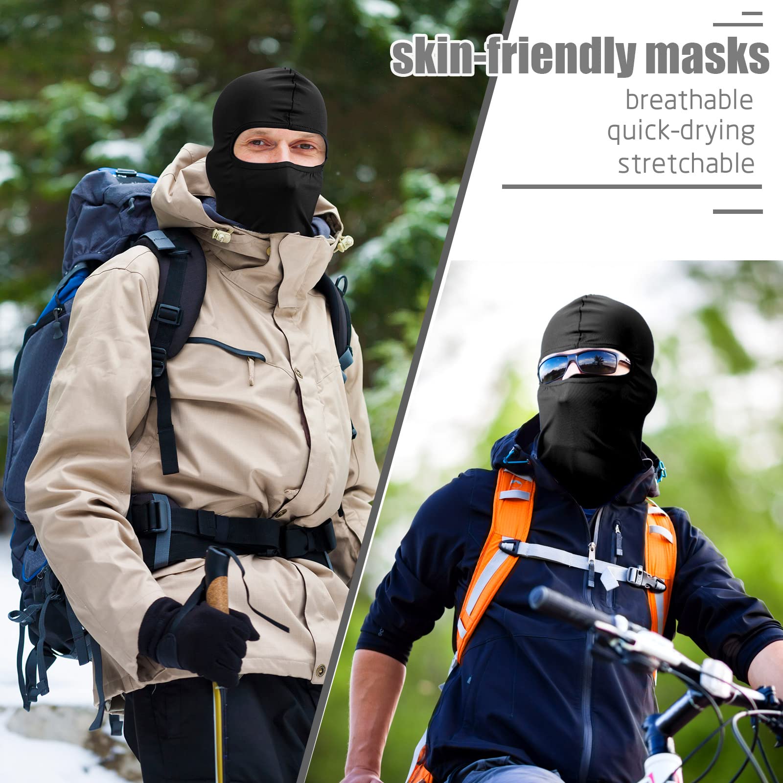 30 Pcs Balaclava Ski Face Mask Full Face Cover Mask UV Protection Cooling Neck Gaiter Winter Summer for Men Women Outdoor (Black, Simple Style)