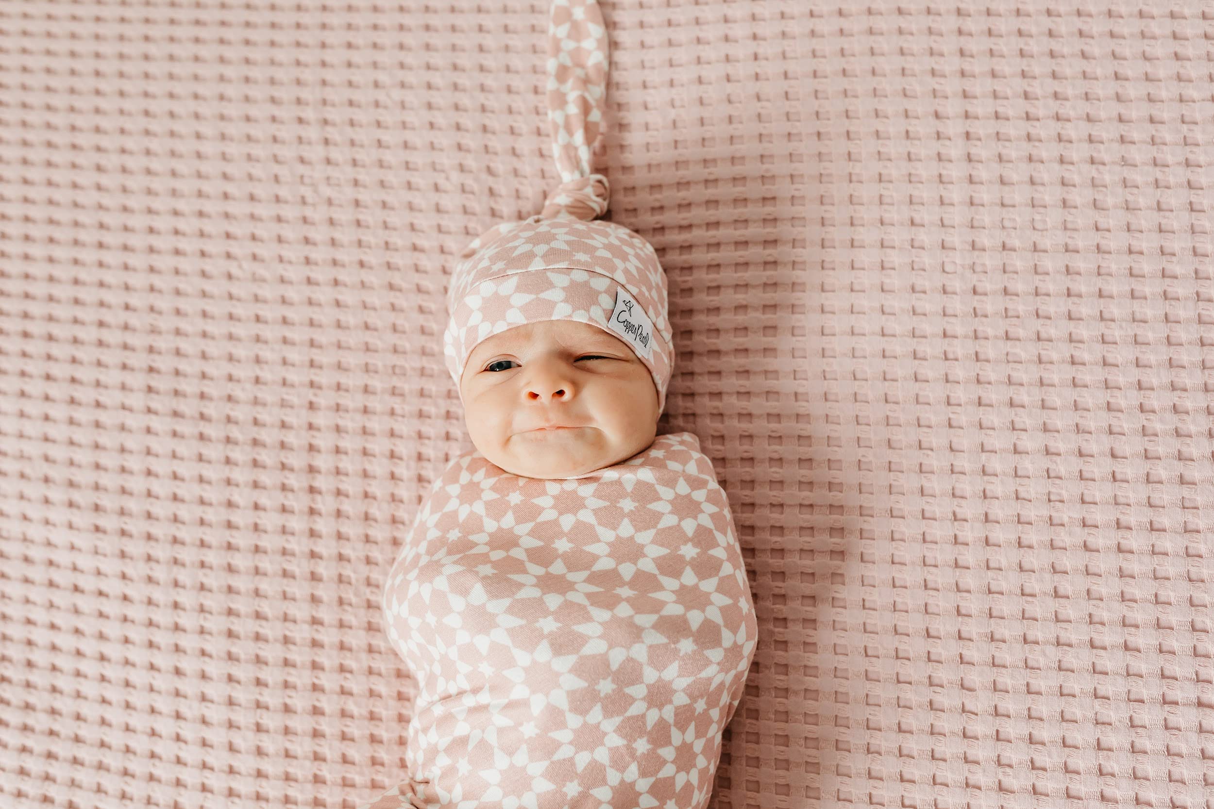 Large Premium Knit Baby Swaddle Receiving Blanket "Star" by Copper Pearl