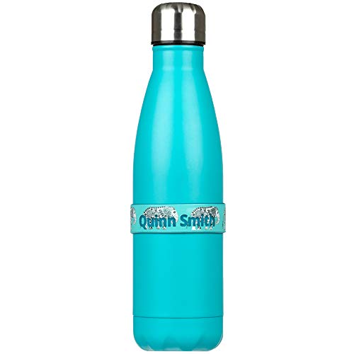 Custom Bottle Labels - 3 Pack - Silicone Bands for Baby Bottles, Kids Tumblers, and Water Flasks - Personalized Pre-Printed Name, Waterproof School and Daycare Drink Identifiers - Blue Elephants