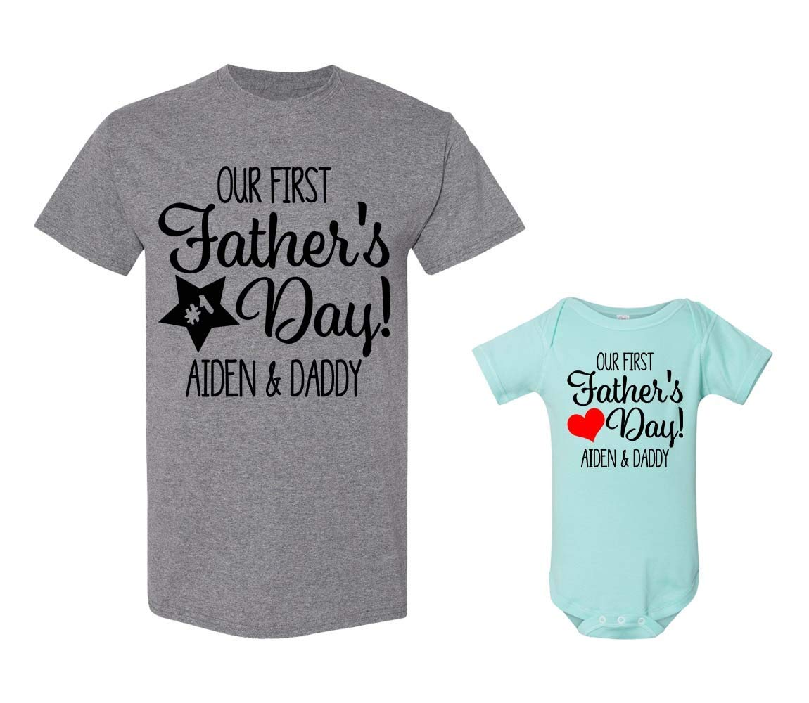 Custom Happy First Fathers Day Onesie - i Love My Daddy Onesie Shirt - Boys Outfit - Newborn