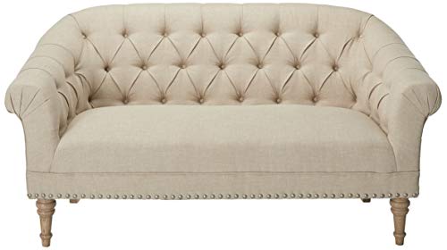 Coaster Furniture Loveseat Settee Natural Fabric Weathered Grey Chrome 902498