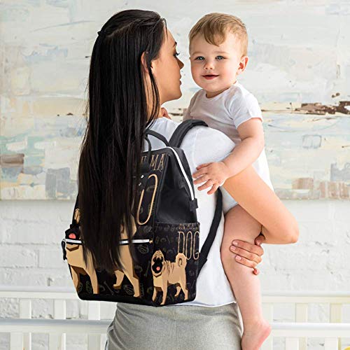 Cute Pug Dog Changing Bags Organizer Nappy Bags for Baby Care