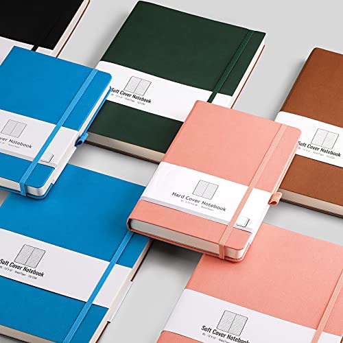 AHGXG Thick Journal Lined Notebook - 320 Numbered Pages Journal for Writing A5 Notebook College Ruled, 100gsm Lined Paper, Leather Hardcover, for Women Men Work Office School, 5.75'' X 8.38''-Black