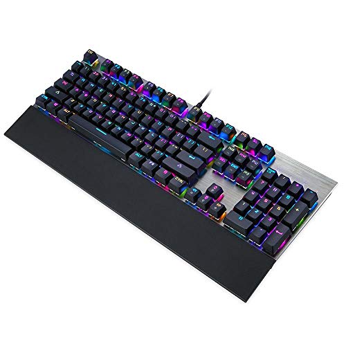 Gaming Keyboard Gaming Keyboard 104 Keys Blue Switch Anti-Ghosting RGB Backlit Mechanical Gaming Wired Keyboard Full Color Backlit System Mechanical Gaming Keyboard ( Color : Black , Size : One size )
