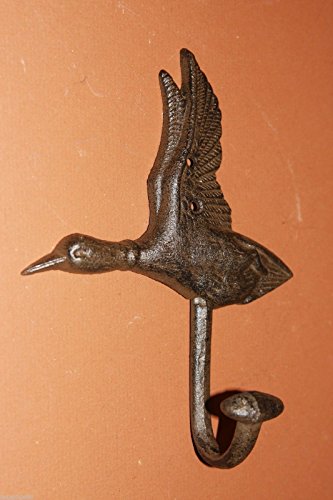Cast Iron Home Decor Collectibles Duck Hunter Set Mudroom Duck Coat Hat Hooks, Set of 4