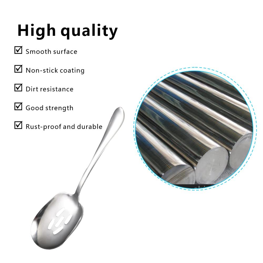 2 Pcs Slotted Spoons Stainless Steel Serving Spoons with Holes Rustproof Perforated Spoons for Home Kitchens Restaurants Hotels