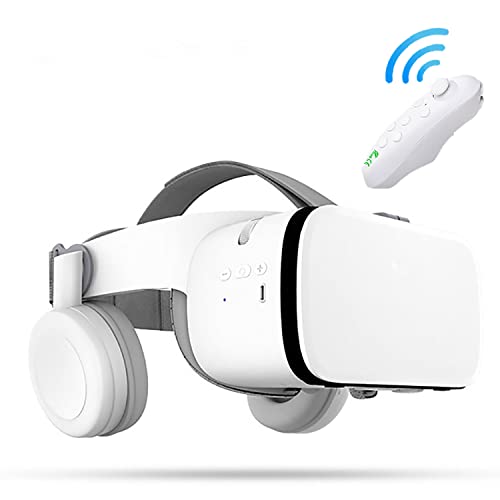 3D VR Virtual Reality Headset, Bluetooth Wireless VR Headset Compatible with 4.7-6.3" iPhone iOS/Android, VR viewer for IMAX Movies and Games (White)