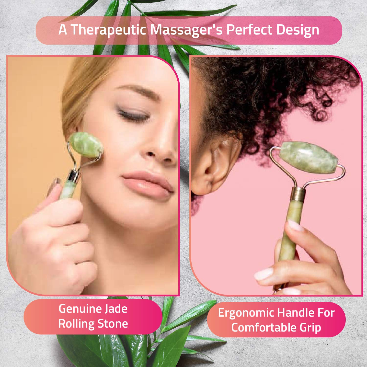 Cytari Chi Jade Rolling Kit 100% Natural Jade Roller | Anti Aging Massage and Lymph Drainage Tool for , Eye, Neck, Body |Wrinkles, and Fine Lines