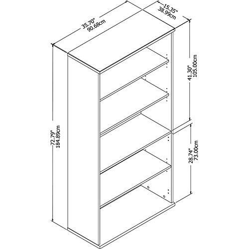 Bush Business Furniture Studio C 5 Shelf Bookcase in White