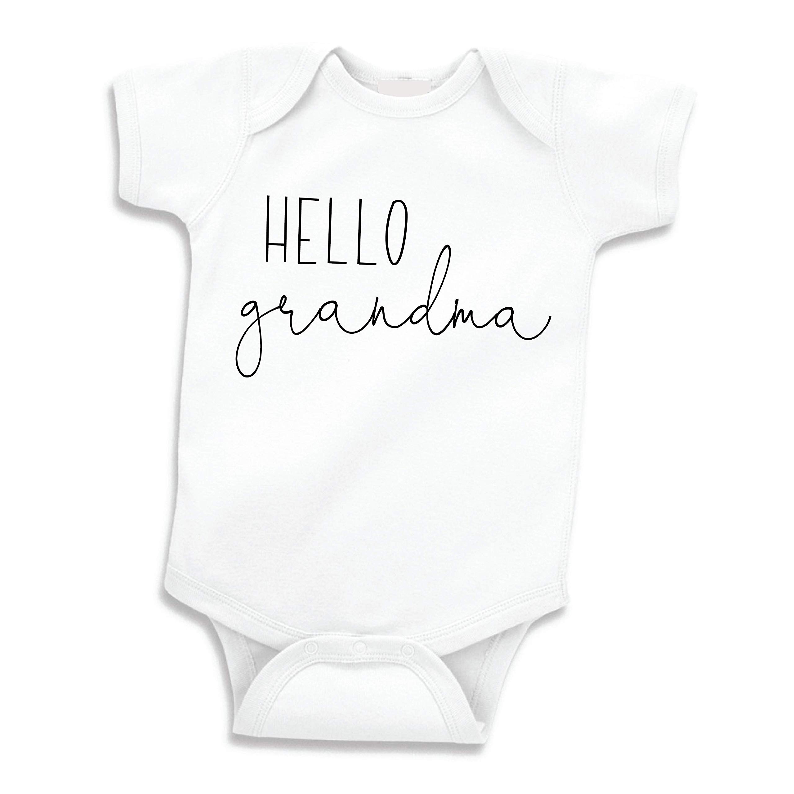 Bump and Beyond Designs Baby-Boys Hello Grandma Surprise Pregnancy Announcement Leotard to Grandma White, 0-3 Months