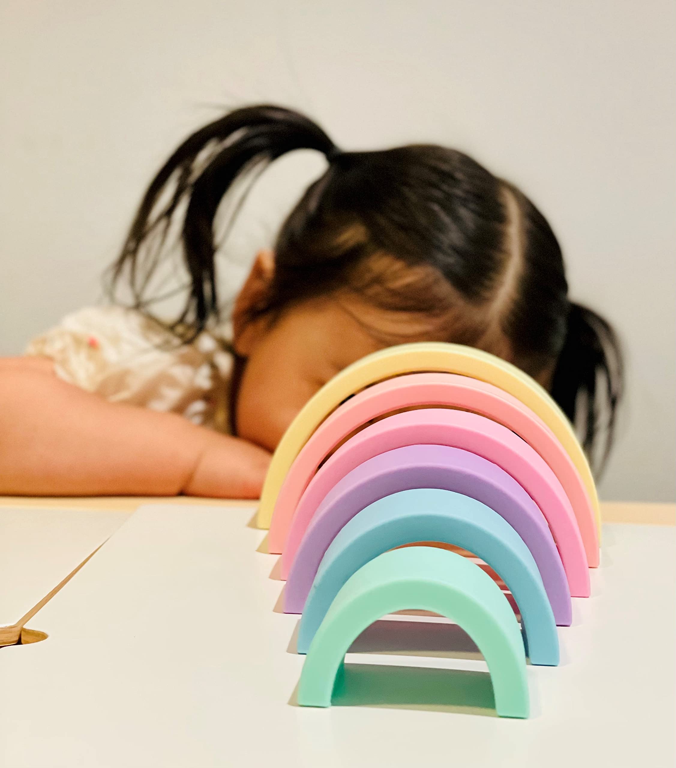 ANPEI Lelolo Silicone Baby to Toddler Rainbow Stacking Toy Silicone | from 0+ Months | Small