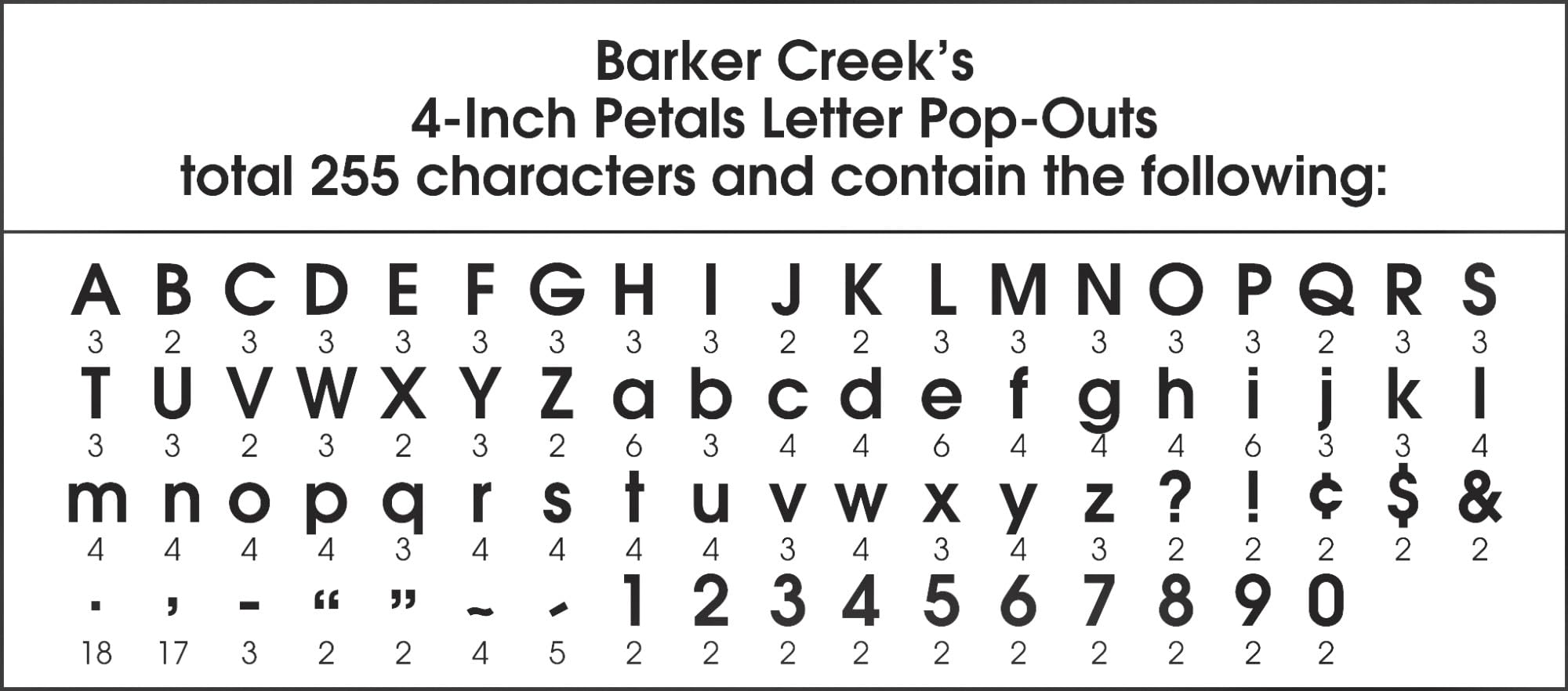 Barker Creek Letter Pop-Outs, 4" Prickles, Multicolor Designer Letters for Bulletin Boards, Breakrooms, Reception Areas, Signs, Displays, And More! 4", 255 Characters per Set (1734)