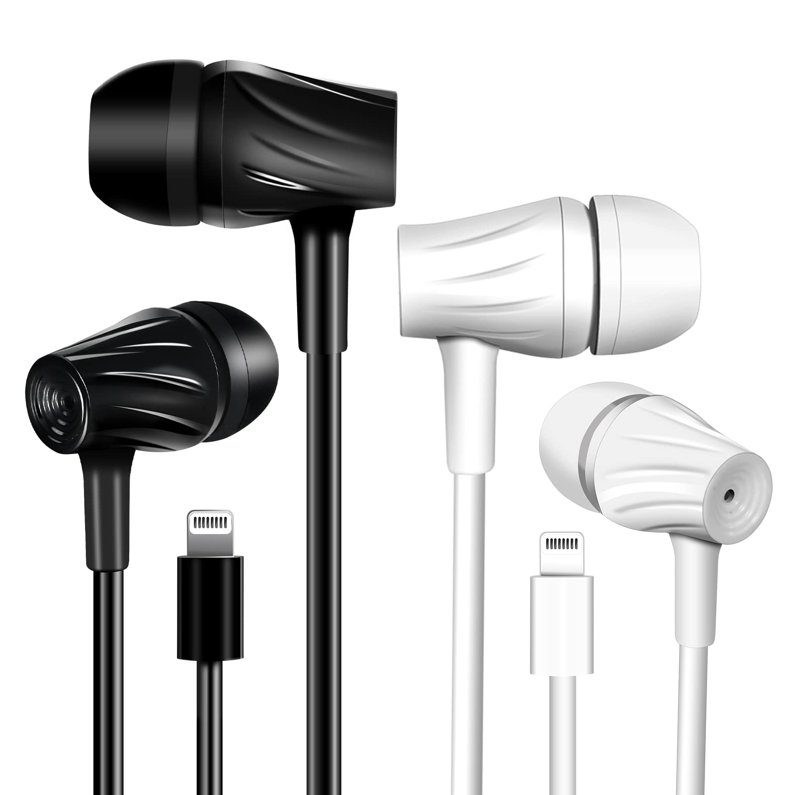 2 Pack-Headphones Wired Earbuds-Earphones Built-in Microphone & Volume Control. Compatible with all iPhone 13/12/11 Pro Max/Xs Max/XR/X/7/8 Plus