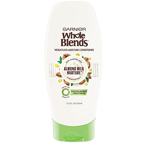 Garnier Whole Blends Nurturing Almond Milk and Agave Extract Weightless Moisture Conditioner for Normal to Dry Hair, Paraben Free, 12.5 fl oz