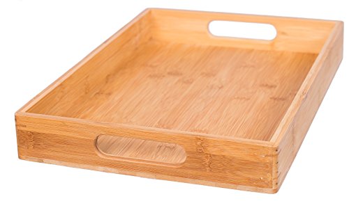 BirdRock Home 2pc Bamboo Serving Trays Set with Handles - Wood - Food - Breakfast Tray - Party Platter - Nesting - Kitchen and Dining