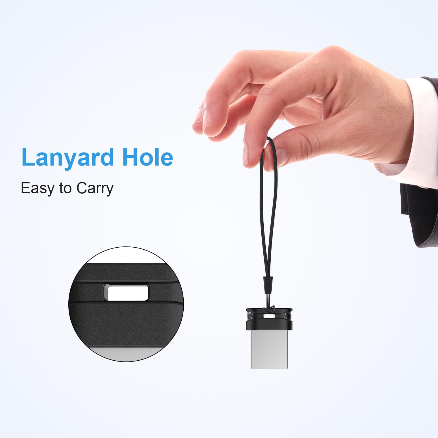 RAOYI USB Stick 128GB USB 3.0 Flash Drive with Lanyard,128G Mini Fit Memory Stick Ultra Slim Thumb Drive Zip Drive for PC Desktop-Black