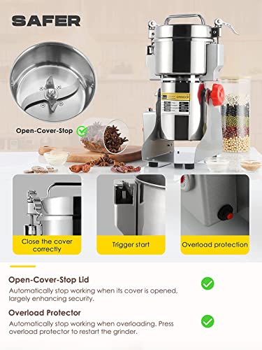 CGOLDENWALL 700g Electric Grain Grinder with Hand Crank Grinder