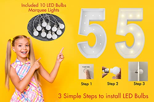 3FT Marquee Light Up Numbers Pre-Cut Frame Giant Marquee Numbers 5, Mosaic Numbers for Balloons, 15th 25th 50th 65th Birthday Decorations for Women Men, 50th Anniversary Decorations, Party Decor