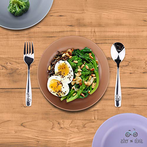 Bamboo Baby Bowl and Stainless Steel Silverware Set β (12-Piece) 4 Bamboo Bowls Kids, 4 Forks and 4 Spoons β Eco-Friendly BPA Free β Self Feeding Dishwasher Safe Baby Bamboo Bowl