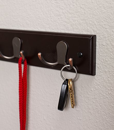 BIRDROCK HOME Dual Hook Coat and Hat Rack - 6 Dual Hooks - 27 Inches - Wall Mount - Decorative Home Storage - Entryway Foyer Hallway Bathroom Bedroom Rail - Oil Rubbed Bronze Hooks - Dark Brown Pine