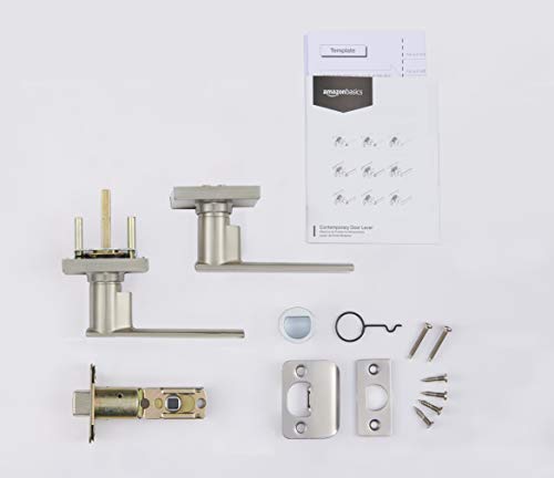 Amazon Basics Contemporary Stamford Door Lever, Passage, Satin Nickel