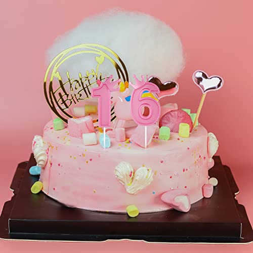 3inch Birthday Number Candle, 3D Candle Cake Topper with Crown Cake Numeral Candles Number Candles for Birthday Anniversary Parties (Pink; 4)
