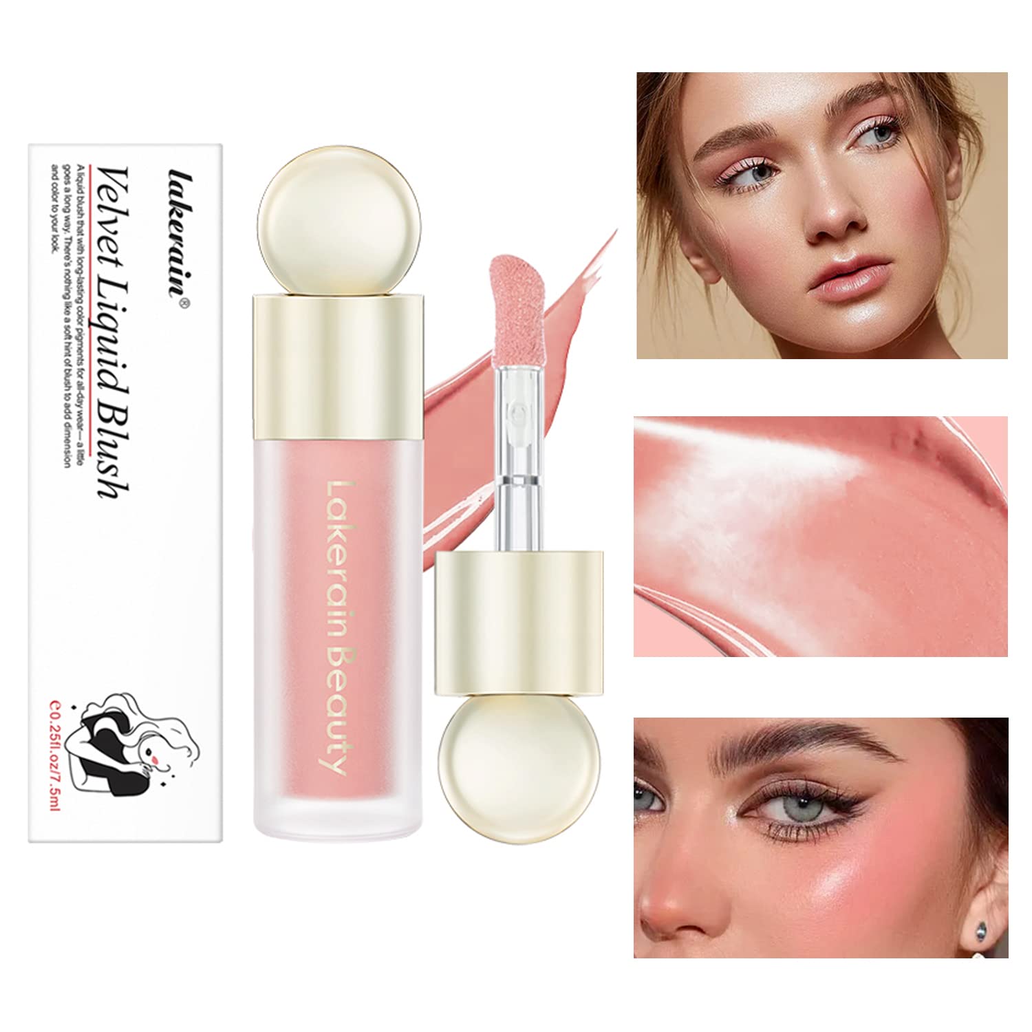 2 PCS Liquid Blush,Beauty Blush Makeup for Long-Lasting,Soft Velvet Liquid Blusher for Cheek,Beauty Blush Makeup for Long-Lasting,Waterproof,With 2 Fingertip Sponge Brush.