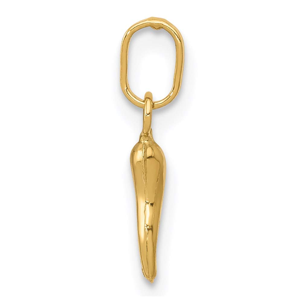 14K Yellow Gold Polished Mini Italian Horn Charm Pendant