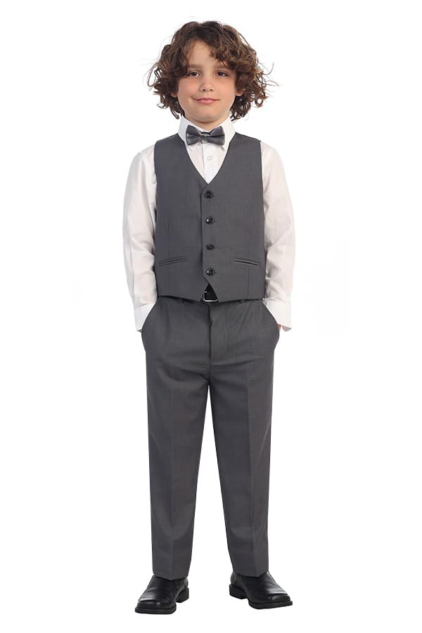 2 Piece Kids Boys Charcoal Vest and Pants Formal Set, 2T