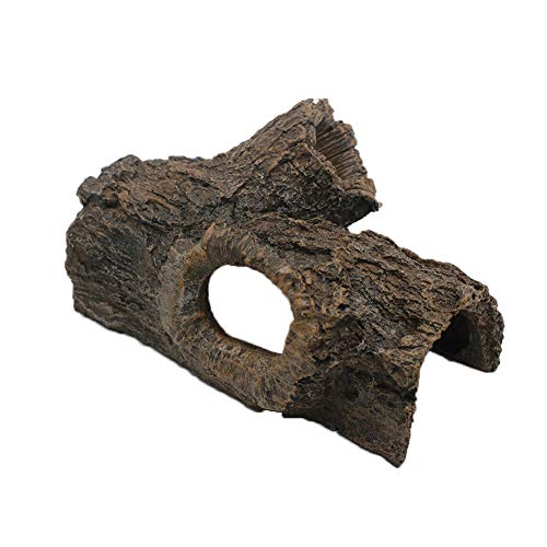 EHC Aquarium Decoration Hollow Tree Trunk Ornament Aquarium Log Aquarium Ornament Driftwood Fish Hideout Hideaway for Betta, Small Lizards, Turtles, Reptiles, Amphibians Tree Trunk
