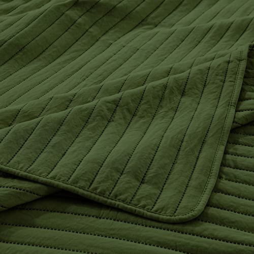 Boryard Oliver Green Quilts Queen Size, 3 Pieces Lightweight Soft Full Coverlet Bedspread Bedding Set (90x90 inches) with 2 Pillow Shams(20x26 inches)