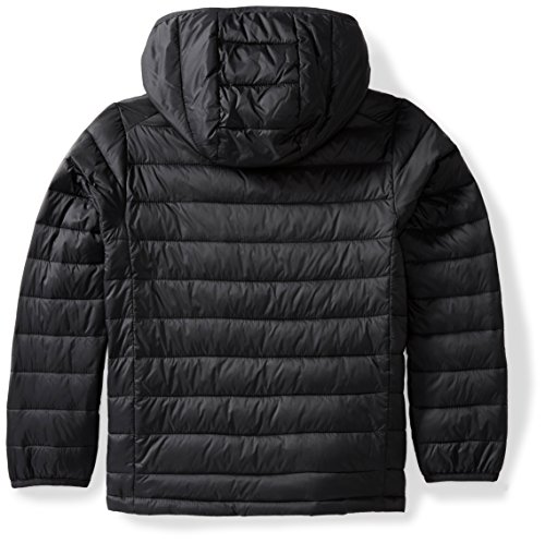 Amazon Essentials Boys' Lightweight Water-Resistant Packable Hooded Puffer Coat, Black, Large