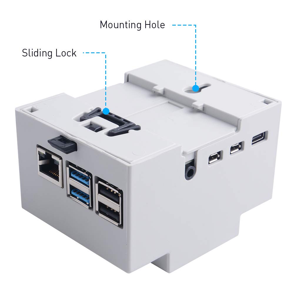 GeeekPi Case for Raspberry Pi 4, DIN Rail Case with Fan for Raspberry Pi 4, Modular Box for Electrical Panels, Pi 4 Heatsinks for Raspberry Pi 4 Model B