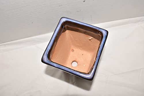 4.5'' Tall Purple & Blues Reactive Glaze Rectangle Shape Bonsai Cactus Planter Plant Pot, Blues & Purples